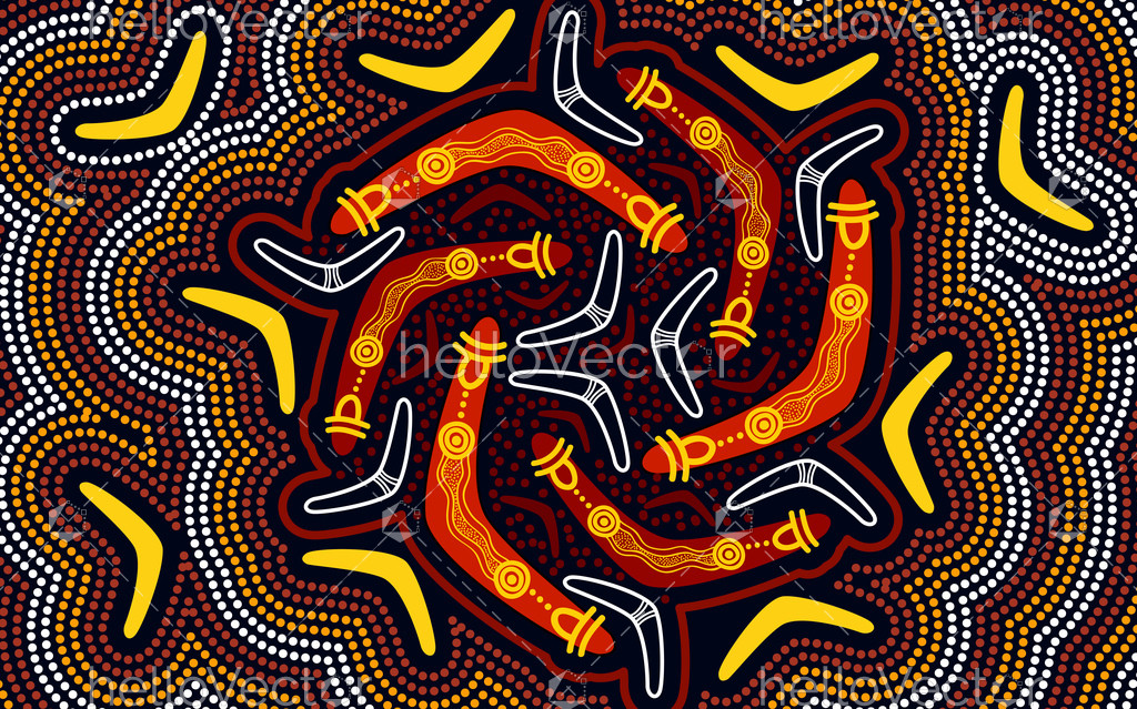 Boomerang pattern - aboriginal dot art - Download Graphics & Vectors