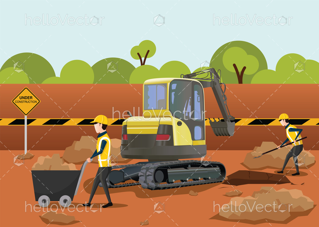 Road Construction Vector - The process of building a new road ...
