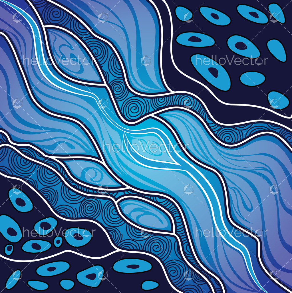 Aboriginal art vector painting - River concept - Download Graphics ...