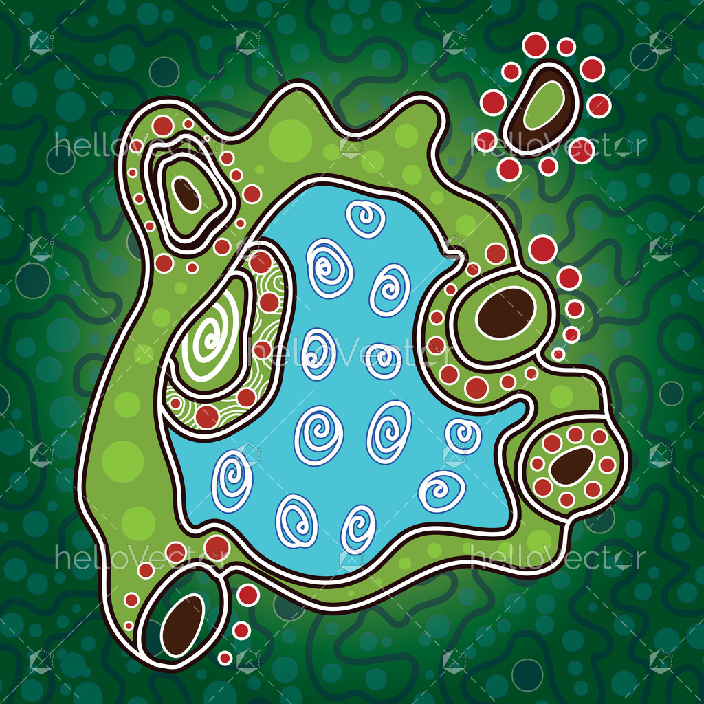 Aboriginal art vector painting - River concept - Download Graphics ...
