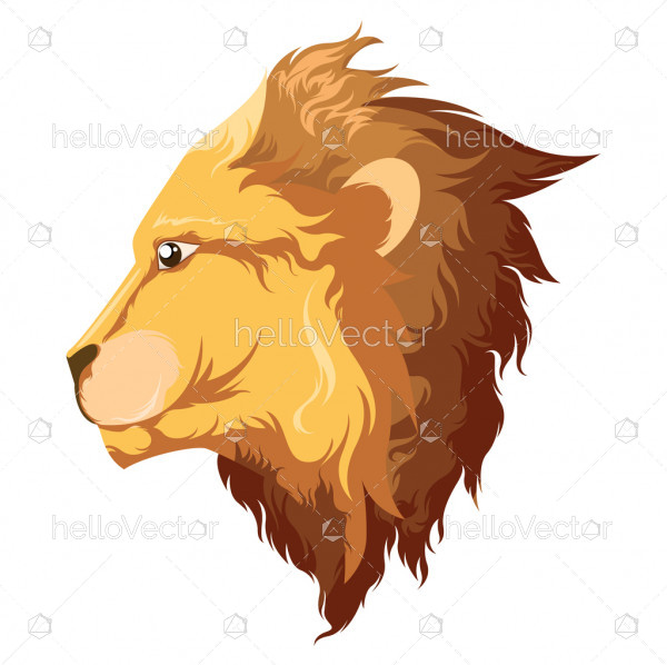Side view lion face - Vector Illustration - Download Graphics & Vectors