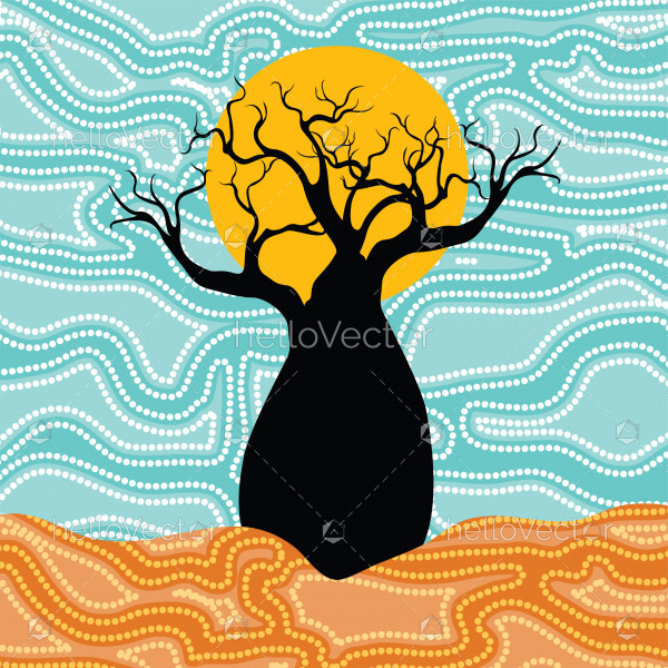 Boab (Baobab) Tree Vector Painting. - Download Graphics & Vectors