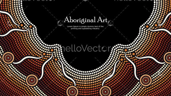 Aboriginal dot art vector banner with text. - Download Graphics & Vectors