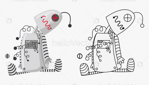 Broken robot - Vector Illustration - Download Graphics & Vectors