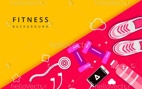 Fitness background with equipment - Vector illustration - Download ...