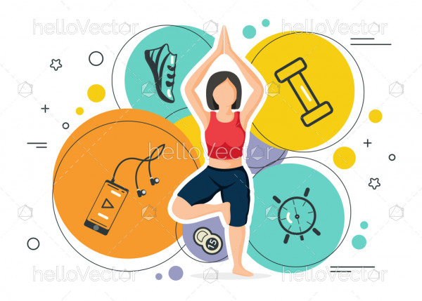 Health and fitness concept graphic, Women's fitness - Vector ...