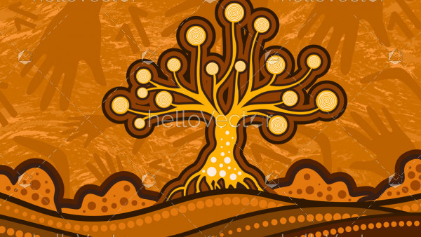 Aboriginal art vector painting depicting nature - Download Graphics ...