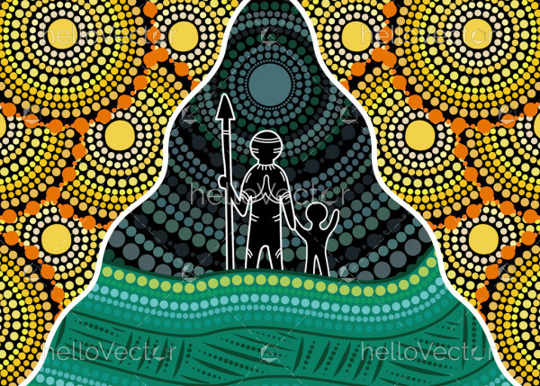 Dot art vector painting - father and son concept - Download Graphics ...