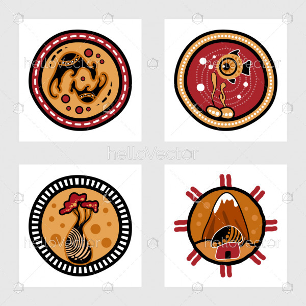 Aboriginal art painting icon set - Vector Illustration - Download ...