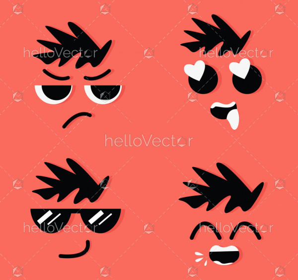 Set of different emotional stickers vector - Download Graphics & Vectors