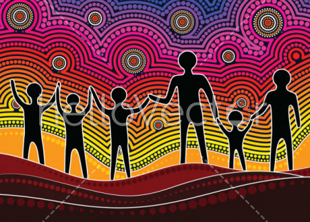 Aboriginal dot art vector painting. Friendship and unity concept ...