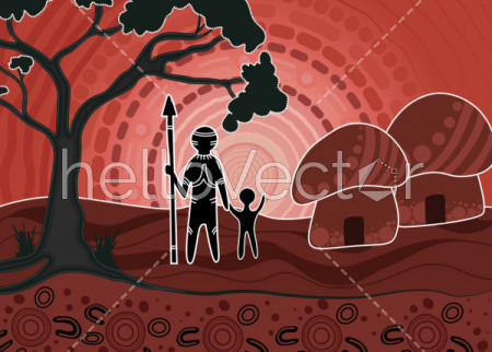 Father and son aboriginal art - Download Graphics & Vectors
