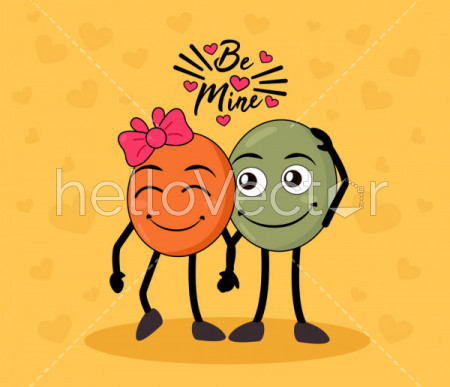 Cute couple cartoon, Valentine's day graphic design - Vector ...