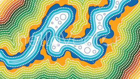 River, Aboriginal art vector painting with river, Landscape ...