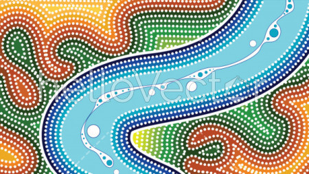 River, Aboriginal art vector painting with river, Landscape ...