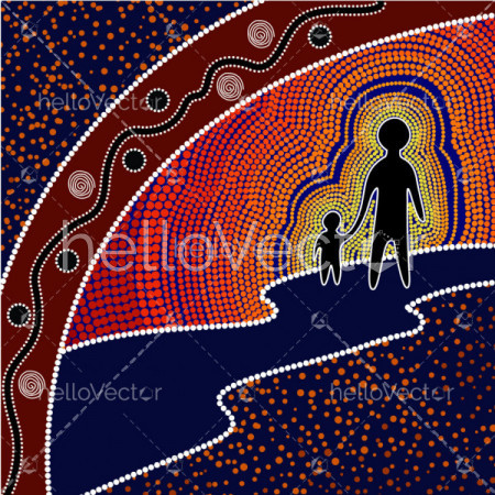 Father and son aboriginal art - Download Graphics & Vectors